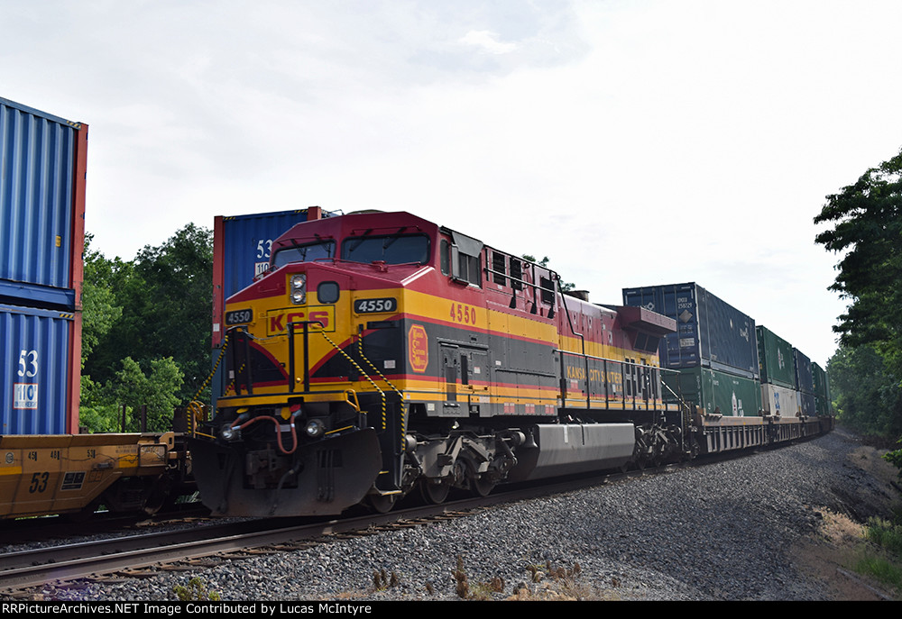 KCSM 4550 DPU on westbound UP intermodal train